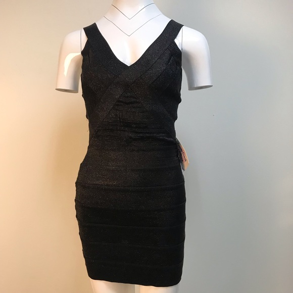 WOW couture | Dresses | Wowcouture Black Glitter Bandage Dress With ...